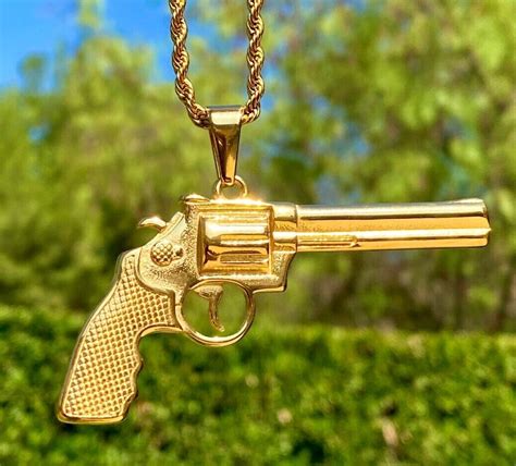 Gold Gun Necklace - King Ice Apps